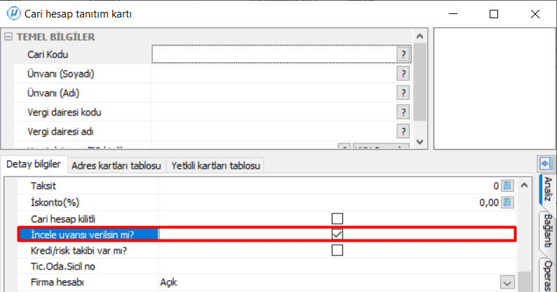 Bazı Firma veya Şahıslar için Çek Girişi Yapıldığında Sistemin ...