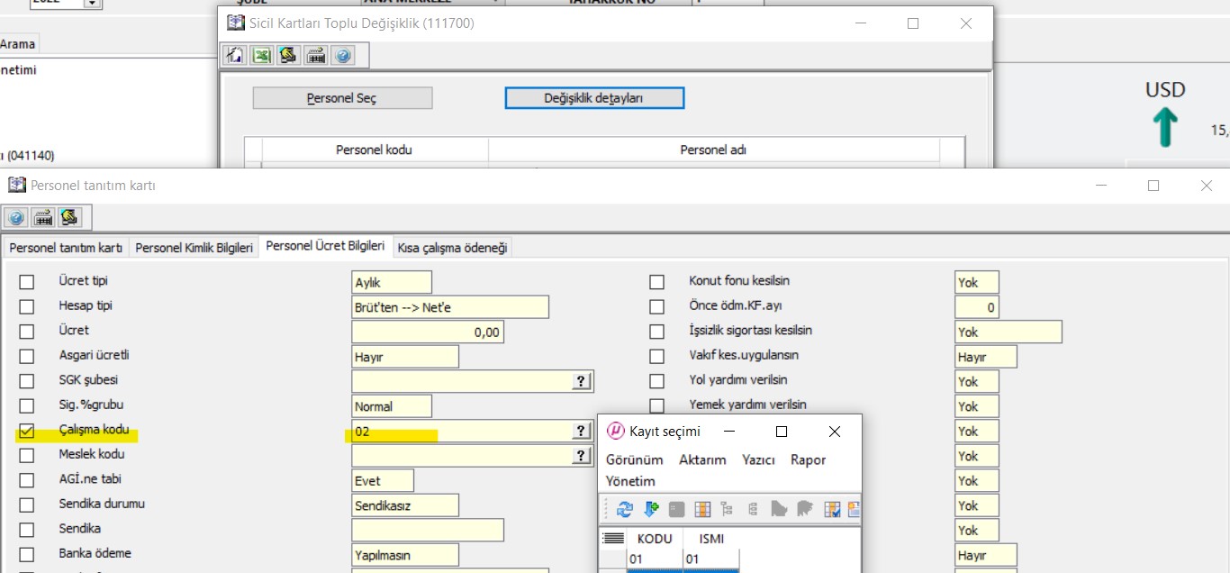 Personel Tanıtım Kartı (111100)'ndaki Ücret Bilgilerinde Yer Alan ...