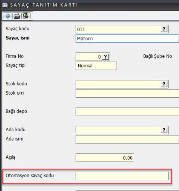 Sayaç Tanıtım Kartı Oluştururken, Otomasyon Sayaç Kodu Alanını Nereden ...