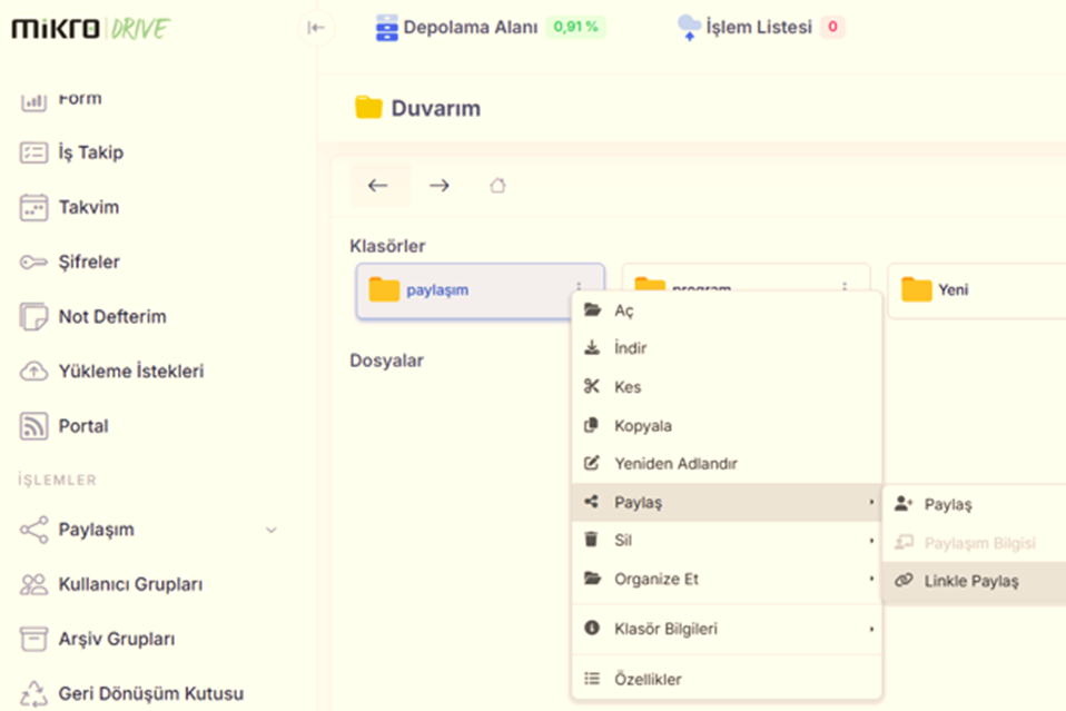 Mikro Drive'da Yer Alan Dosyalarımı Karşı Tarafa İndirme Linki Olarak ...